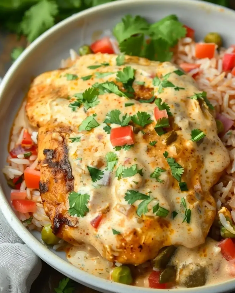 queso smothered chicken and rice