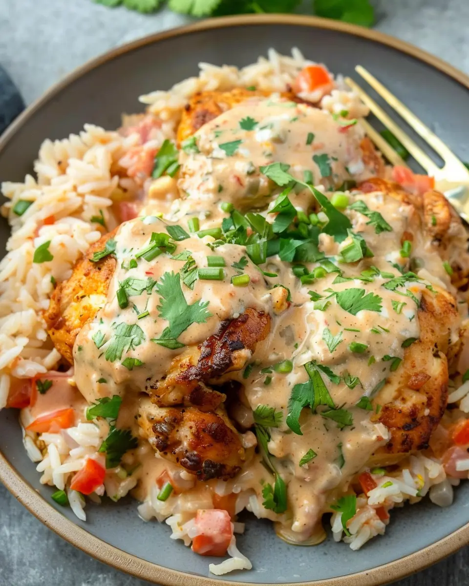 queso smothered chicken and rice