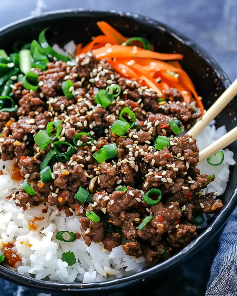 Korean Ground Beef and Rice Bowls