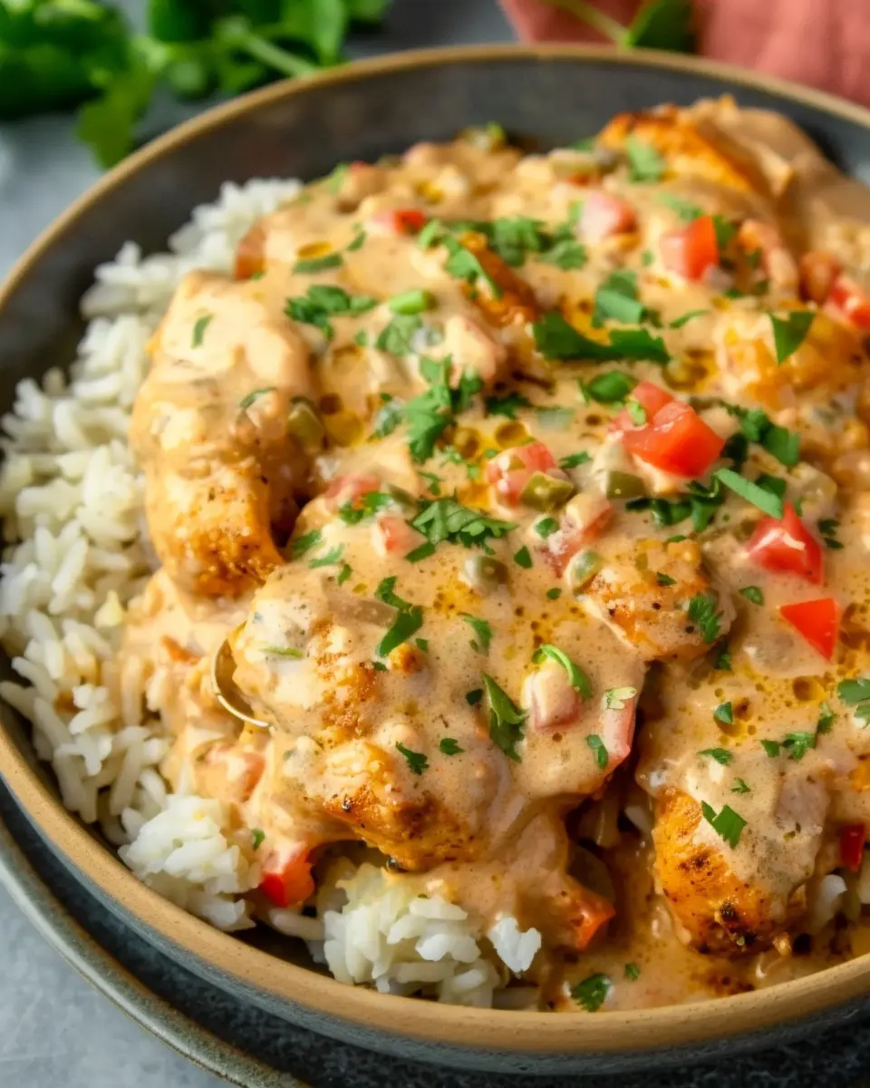 queso smothered chicken and rice